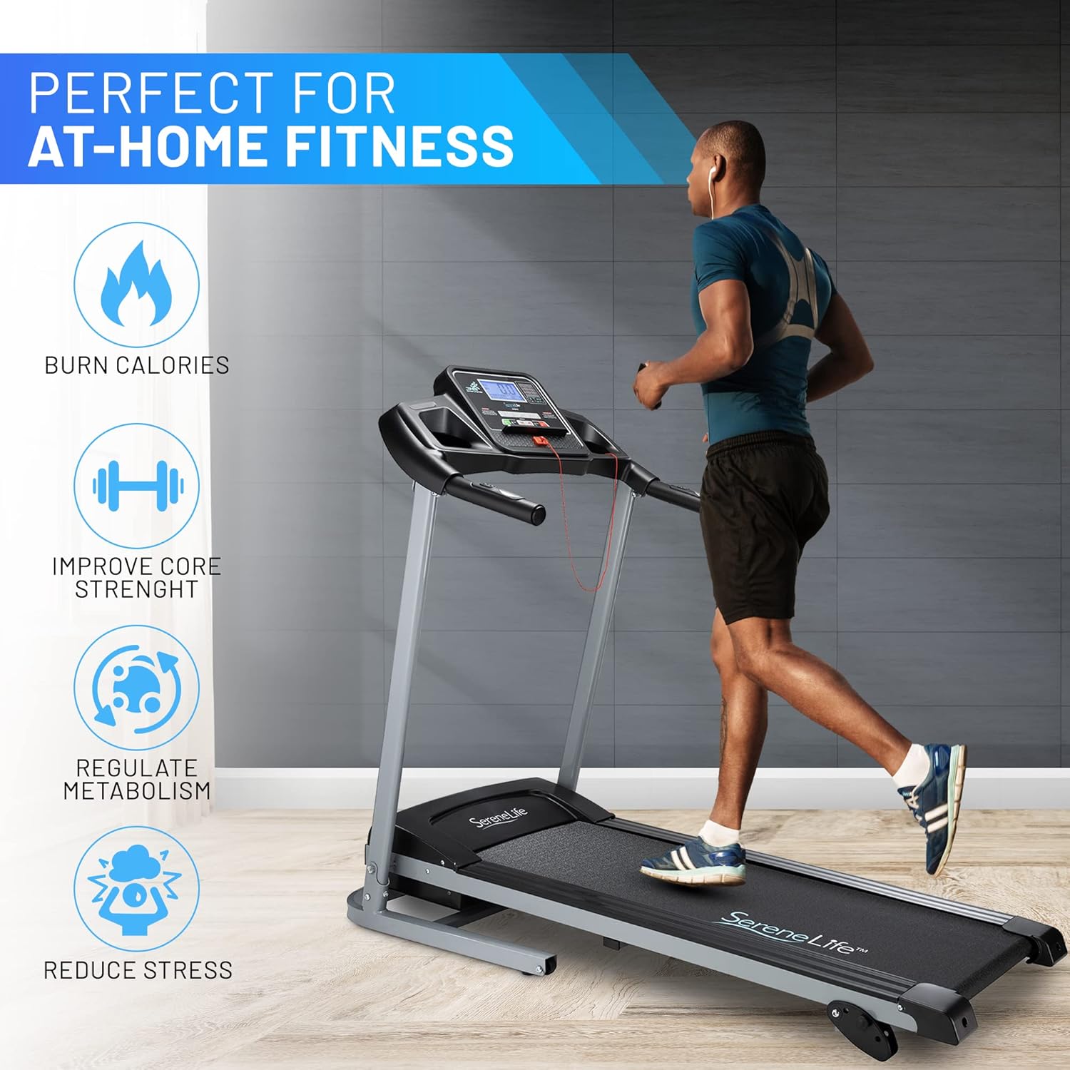 SereneLife Máquina de correr plegable para ejercicio, equipo de ...