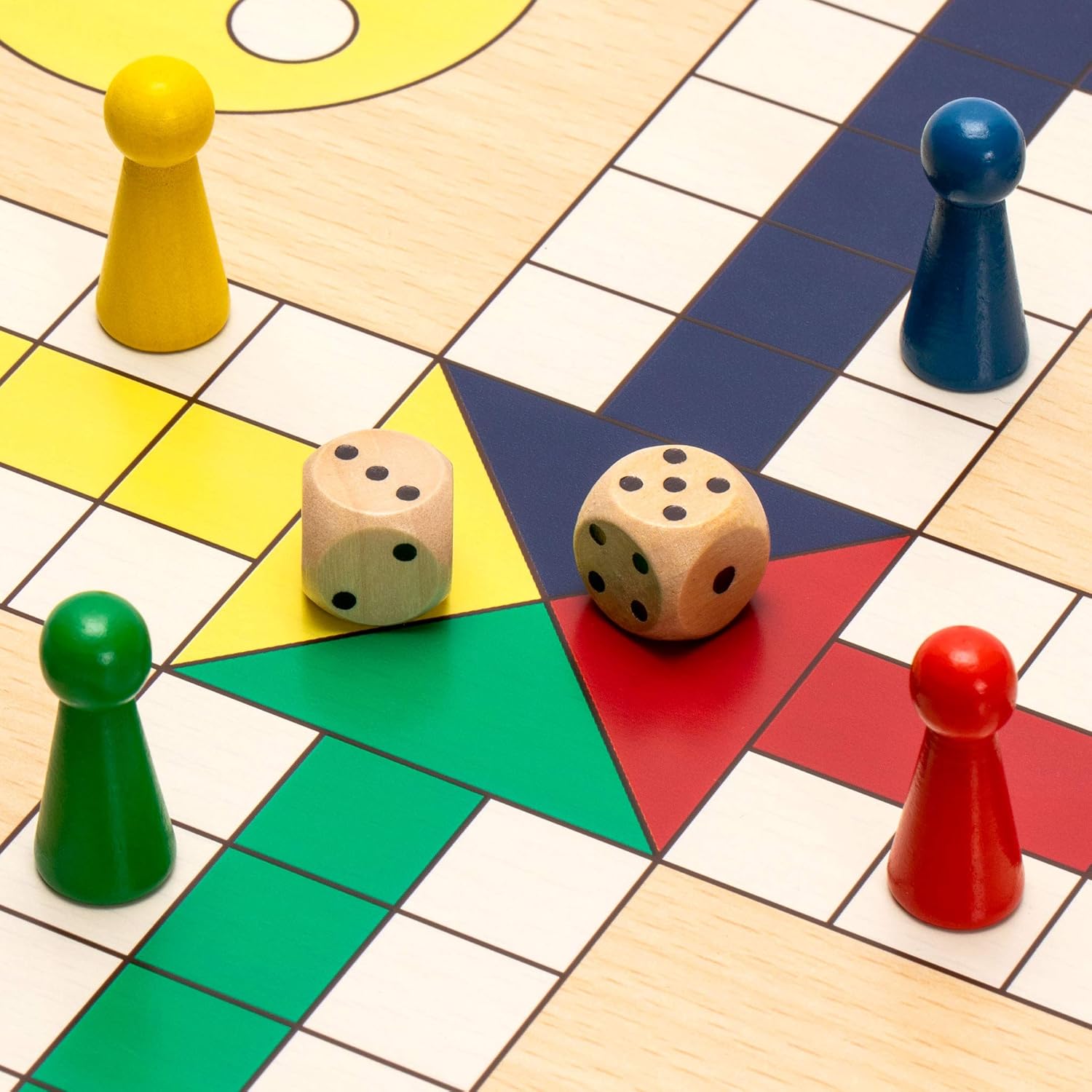 Yellow Mountain Imports 2-in-1 Reversible Wooden Snakes and Ladders, Ludo Game Set – TopToy