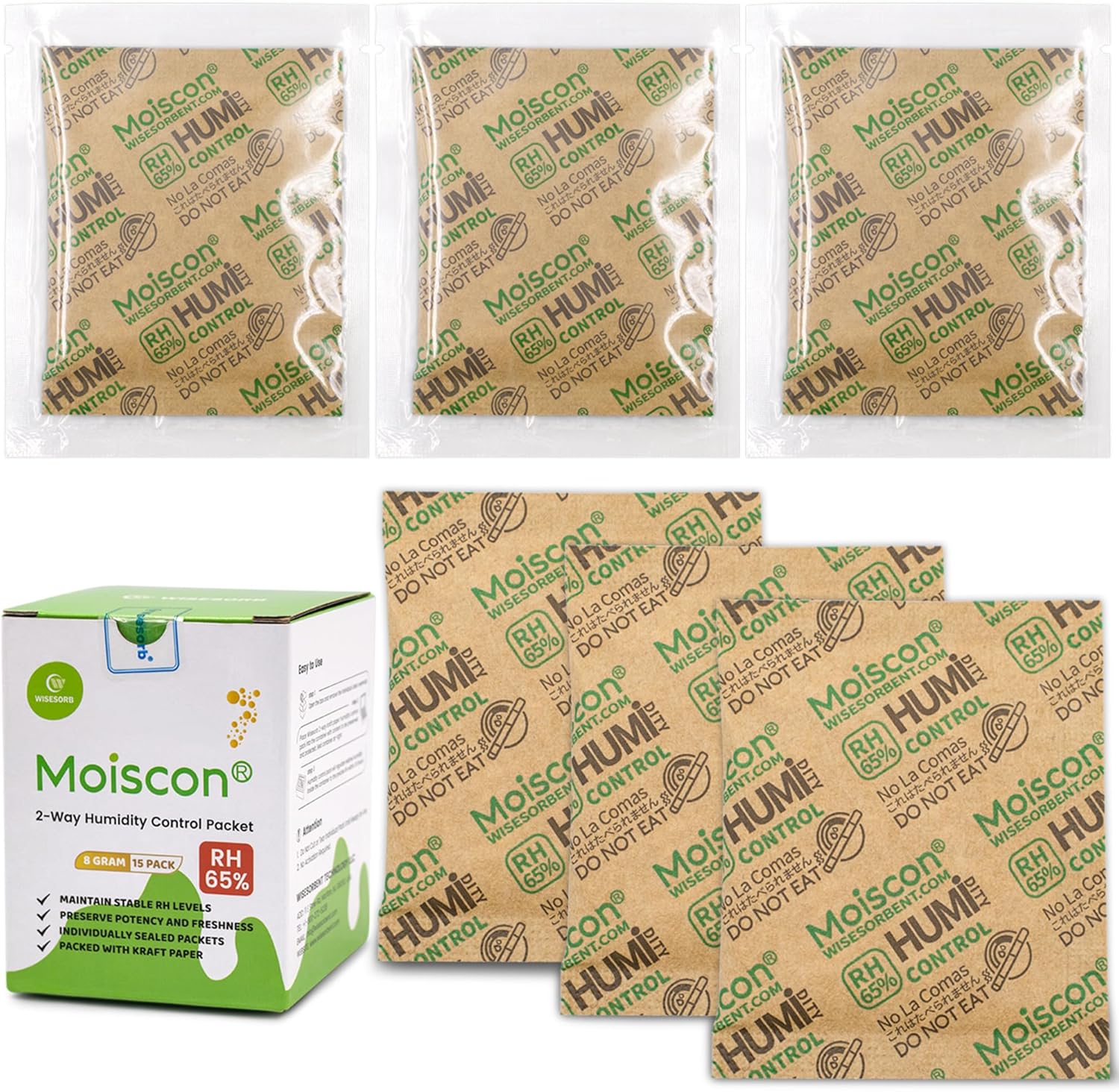 Amazon.com: Wisesorb 15 Pack 8 Gram 65% Two-Way Humidity Control Packs ...