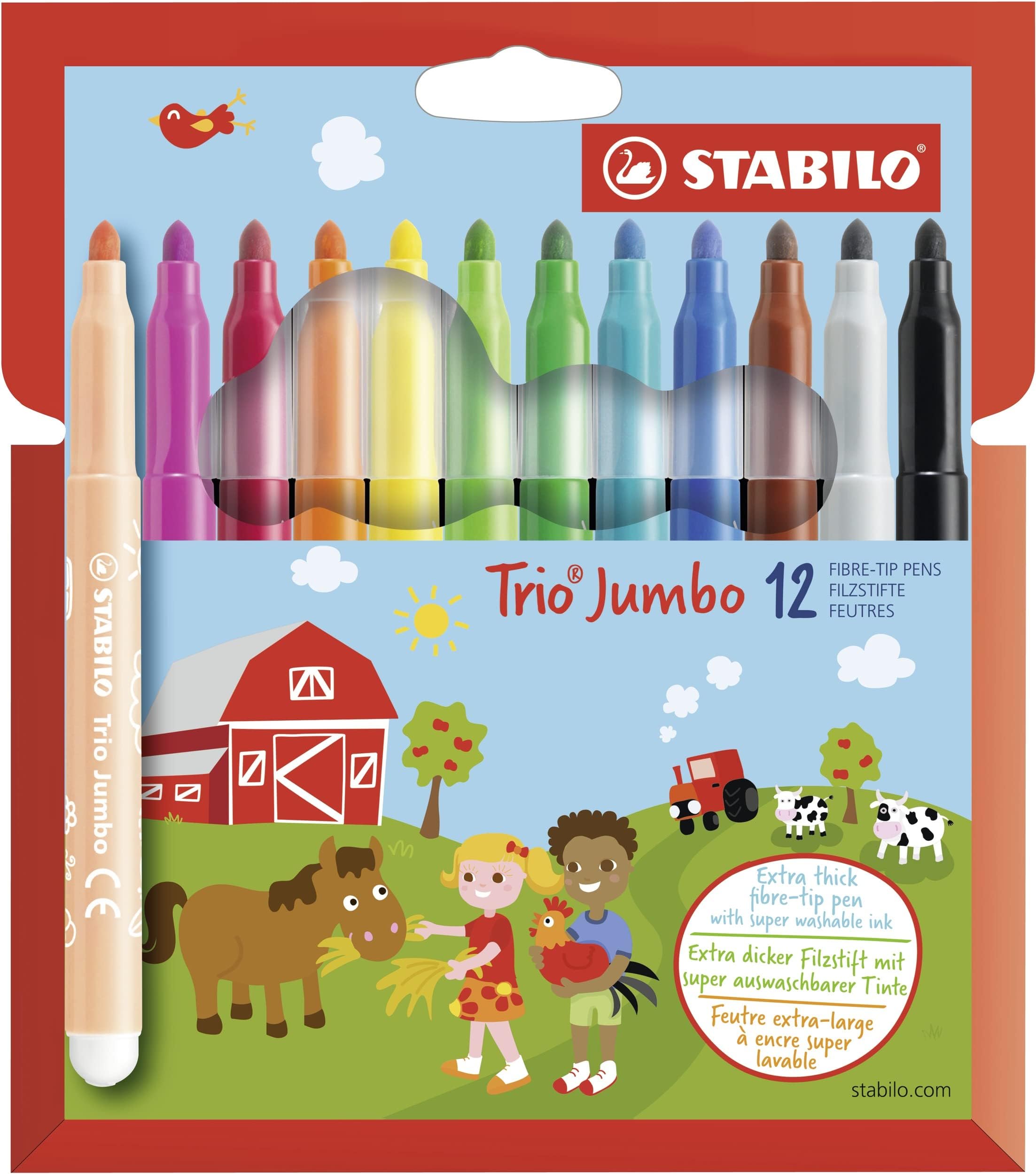 Amazon.com : Extra-Thick Fiber-Tip Pen - STABILO Trio Jumbo - Pack of ...