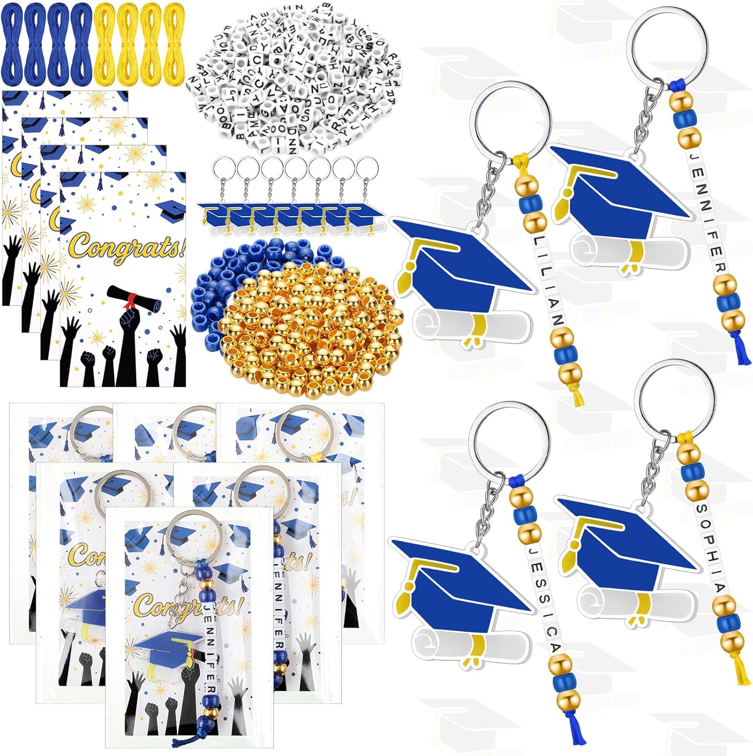 Amazon.com: Cunno 972 Pcs 24 Sets 2026 Graduation Beads Keychain Making ...
