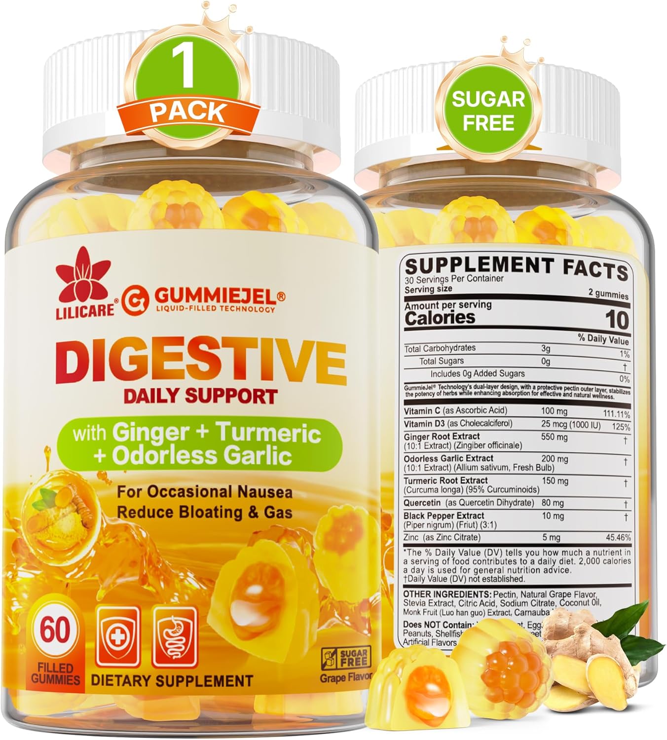 Amazon.com: LILICARE Ginger Chews Supplement Gummies for Nausea ...