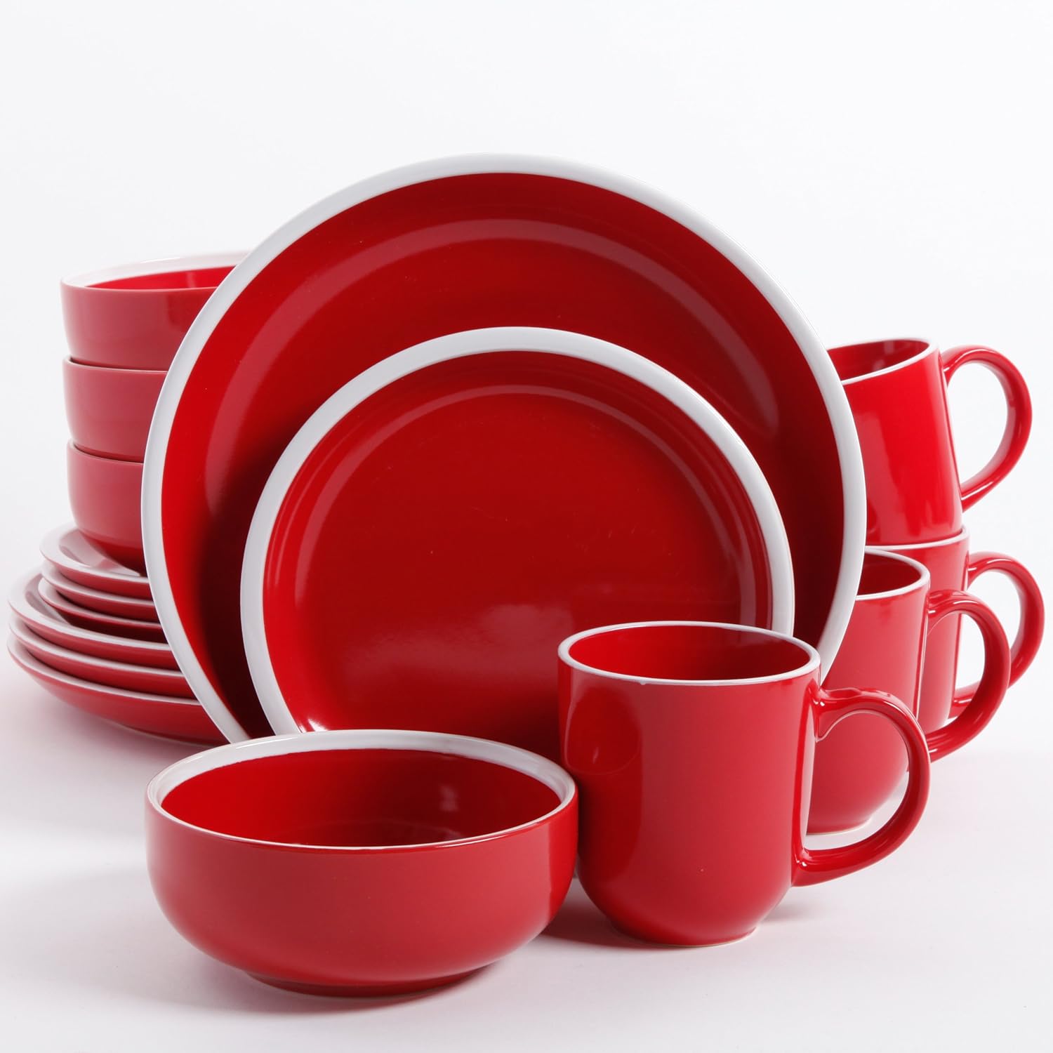 Amazon.com | Gibson Home Orofino 16 Piece Dinnerware Set, Red ...