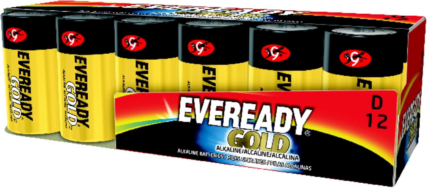 Amazon.com: Eveready Gold Alkaline Batteries D, In Tray Pack, 12-Count ...