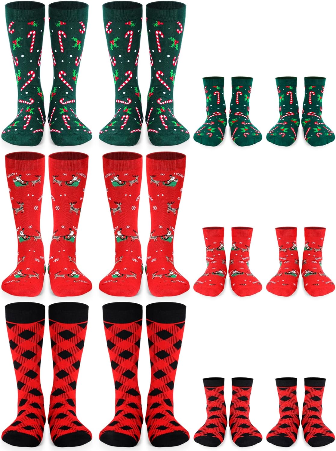 Amazon.com: Suhine 12 Pairs Christmas Family Matching Socks - Winter ...