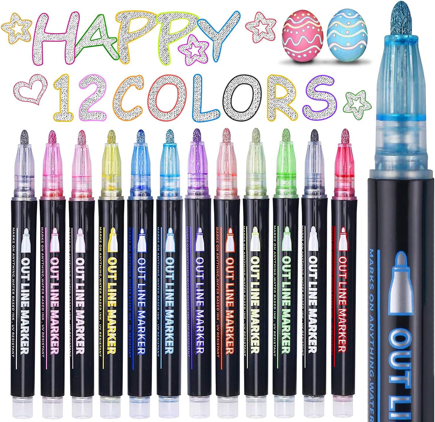 ECtury Glitter Pens Outline Marker Pens, Gifts for Teenage Girls ...
