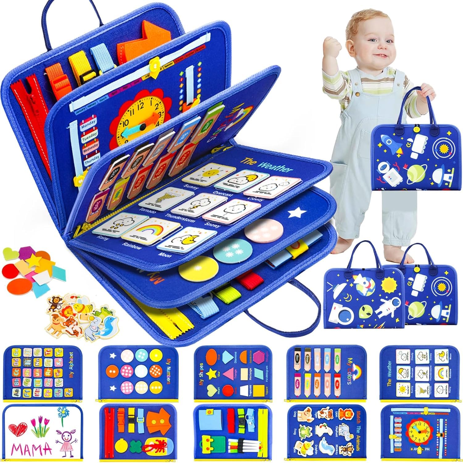 Buy TOVIXY 12 In 1 Toddler Busy Binder & Busy Book For Toddlers 1-3 ...