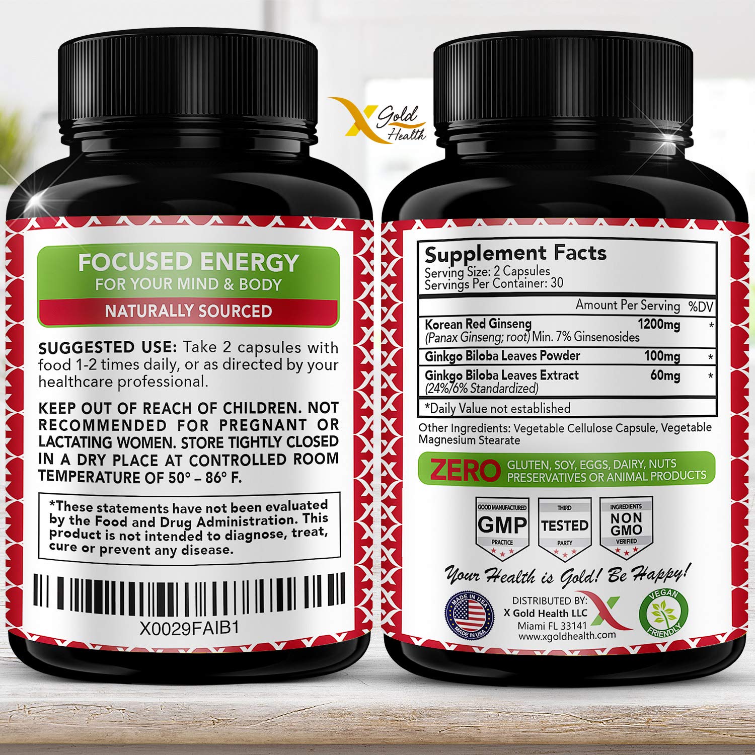 Snapklik.com : Korean Red Panax Ginseng 1200mg + Ginkgo Biloba - Extra ...