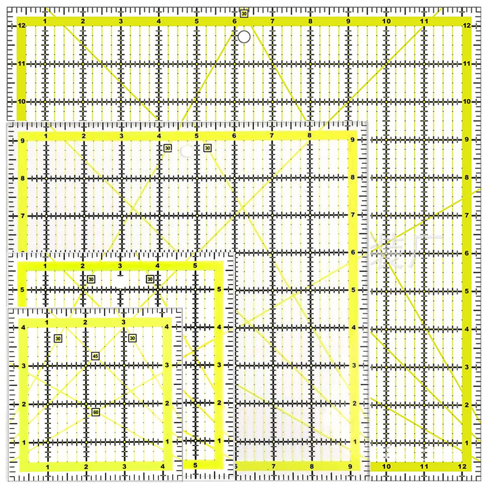 4 Pack Acrylic Quilting Ruler, Clear Square Fabric Quilter Ruler with ...