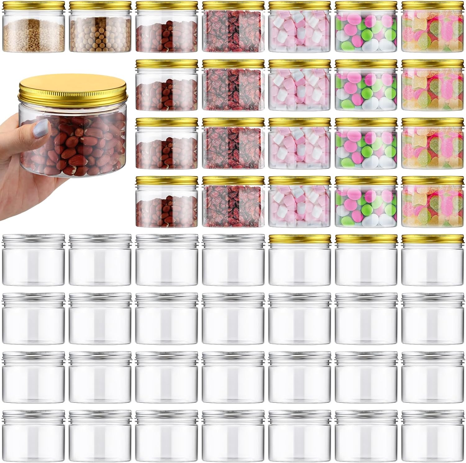 Amazon.com: Mifoci 50 Pcs 10oz Plastic Container Jars with Lids Clear ...
