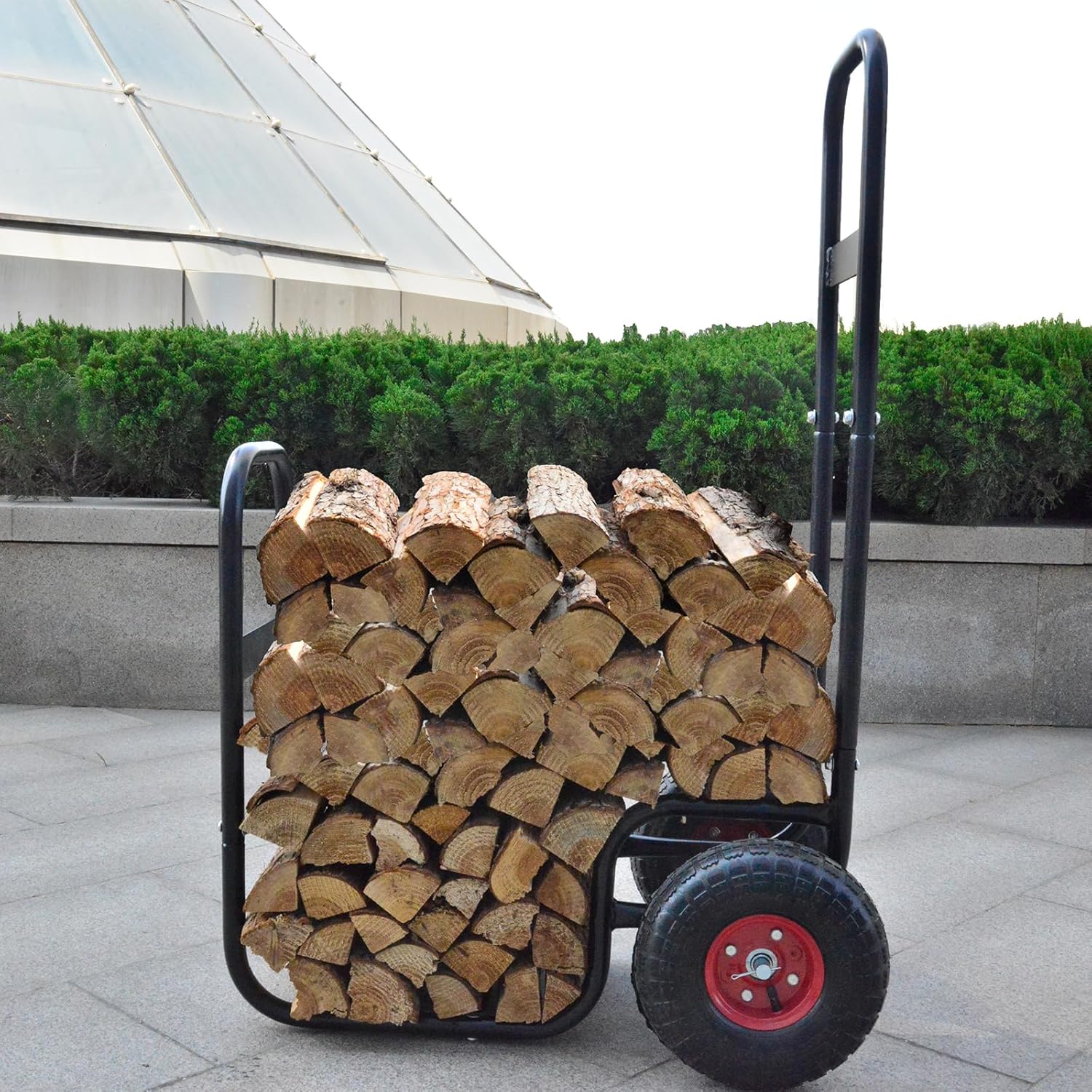 Amazon.com: Sharellon Firewood Cart, Heavy Duty 220 Lbs Capacity, Black ...