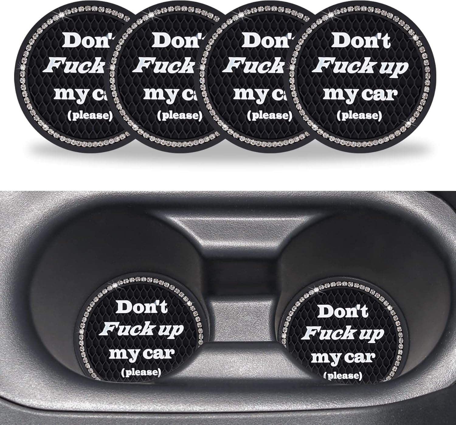 Amazon.com: GaRhomxy Car Coasters for Cup Holders, 4pcs Universal Non ...