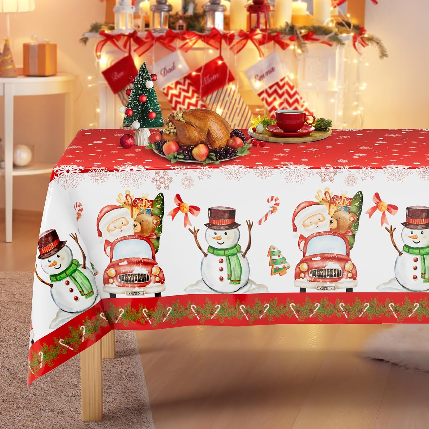 Amazon.com: AobkDeco 3 pcs Christmas Tablecloth - 54 x 108 Inch ...