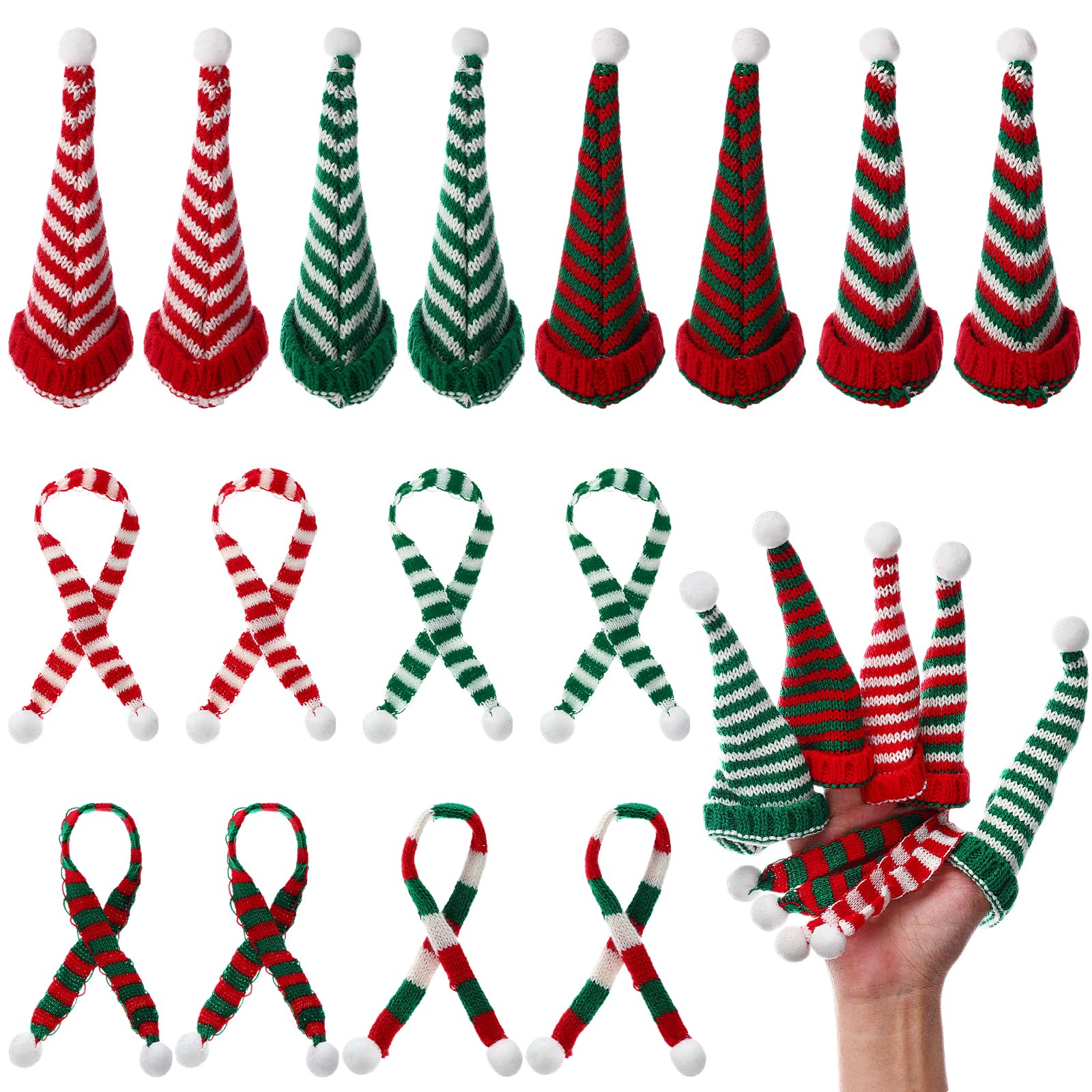 Amazon.com: 16 PCS 6"*3" Christmas Mini Knit Doll Hats and Scarves ...