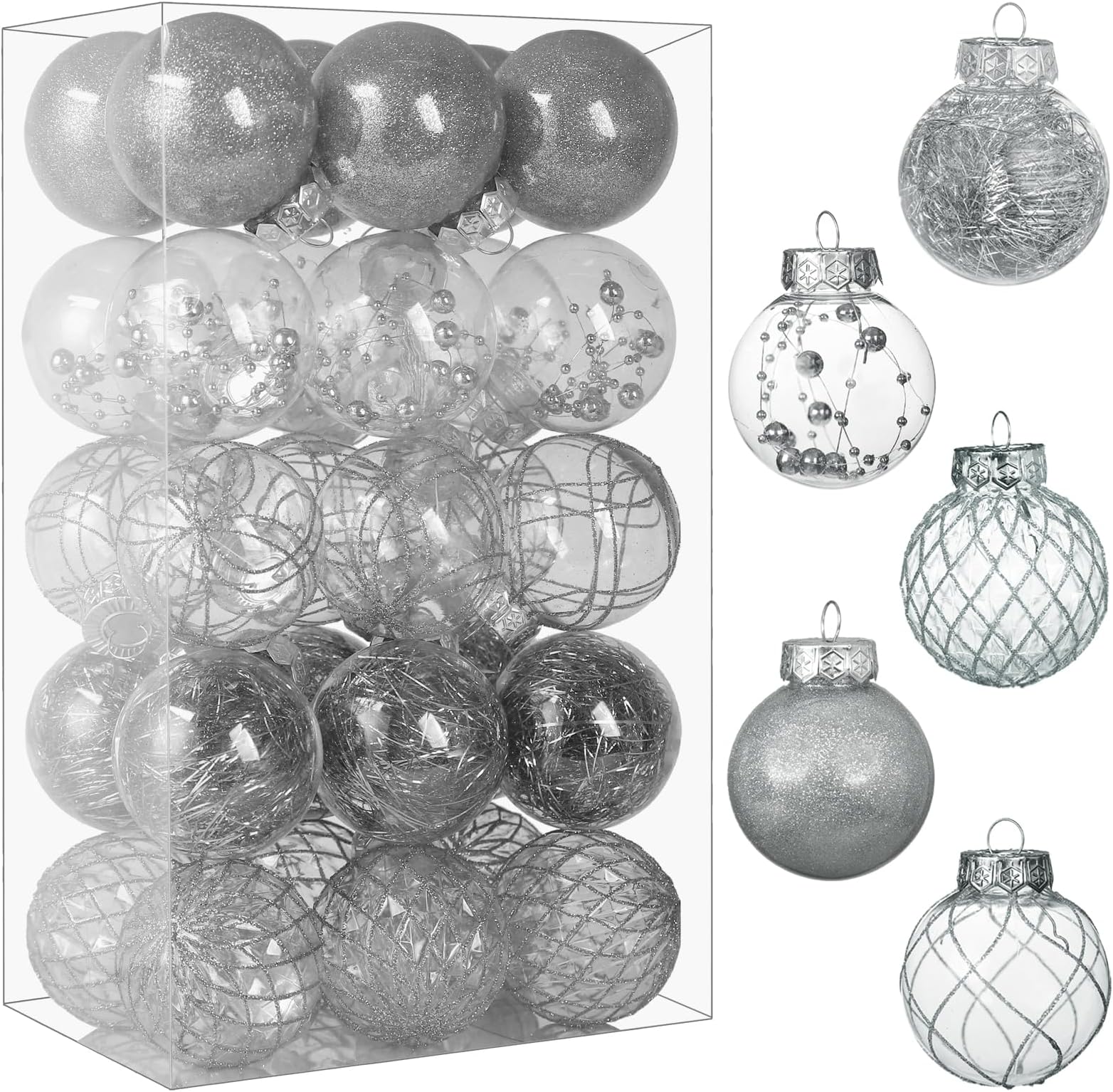 Amazon.com: Hiboom 98 Pcs Christmas Ornaments Ball Set, 52 Pcs Clear ...
