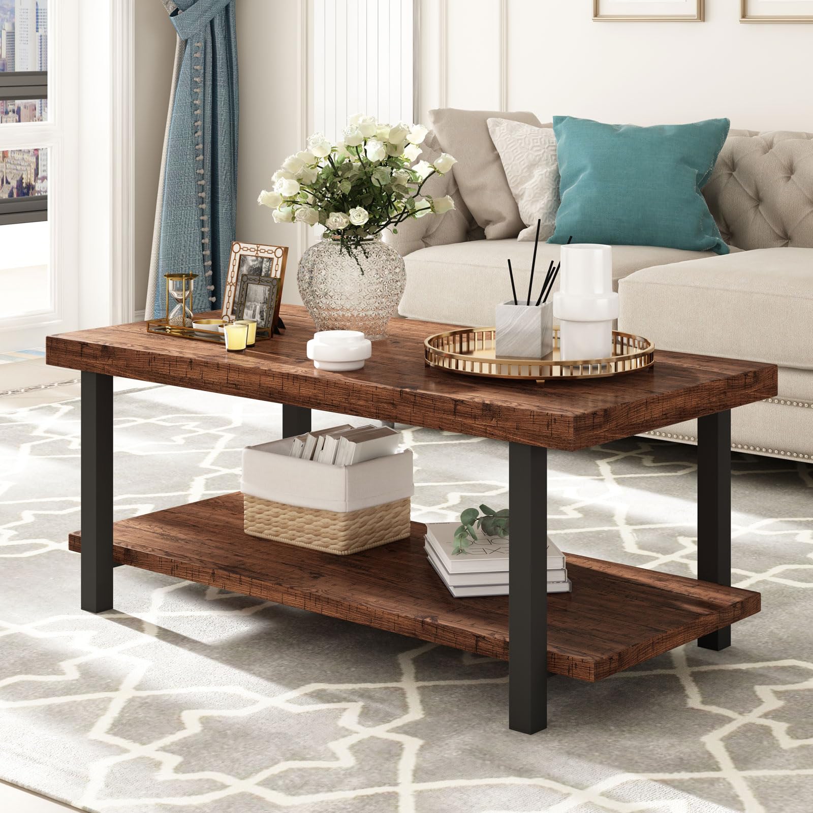 Vintage Design Of Rustic Living Room Coffee Table