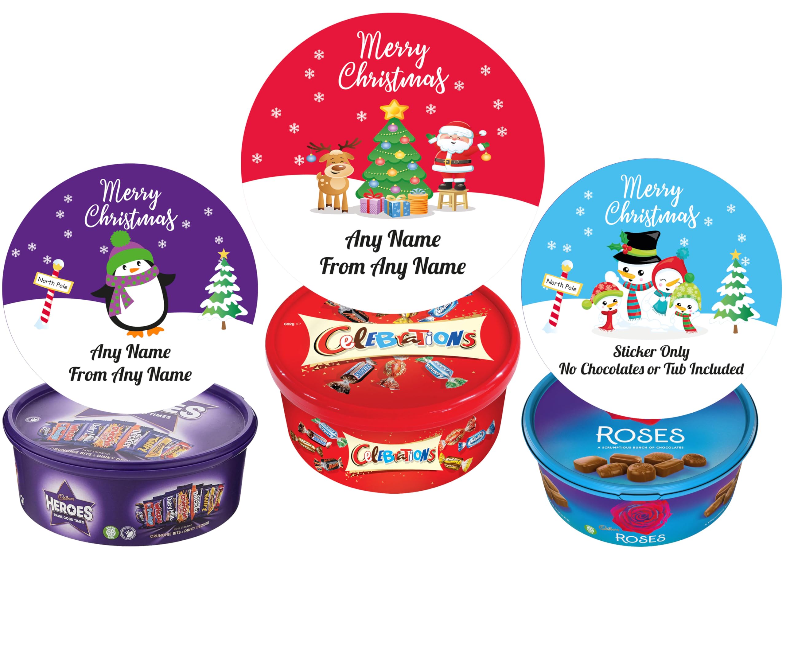 Personalized Chocolate Labels Personalised Christmas Chocolate Tub
