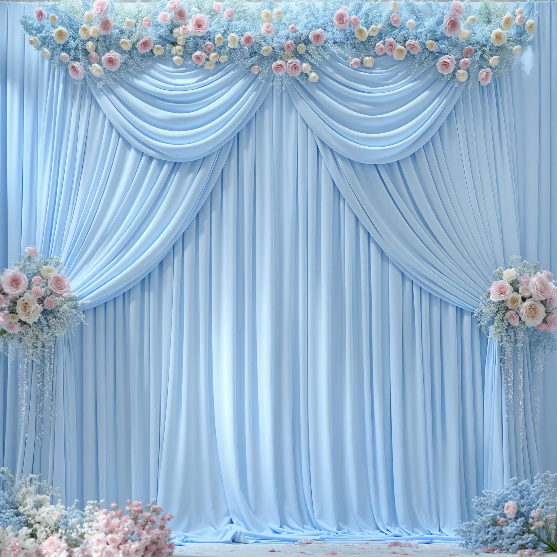 Amazon.com : 20ft x 10ft Wrinkle Free Baby Blue Wedding Backdrop ...