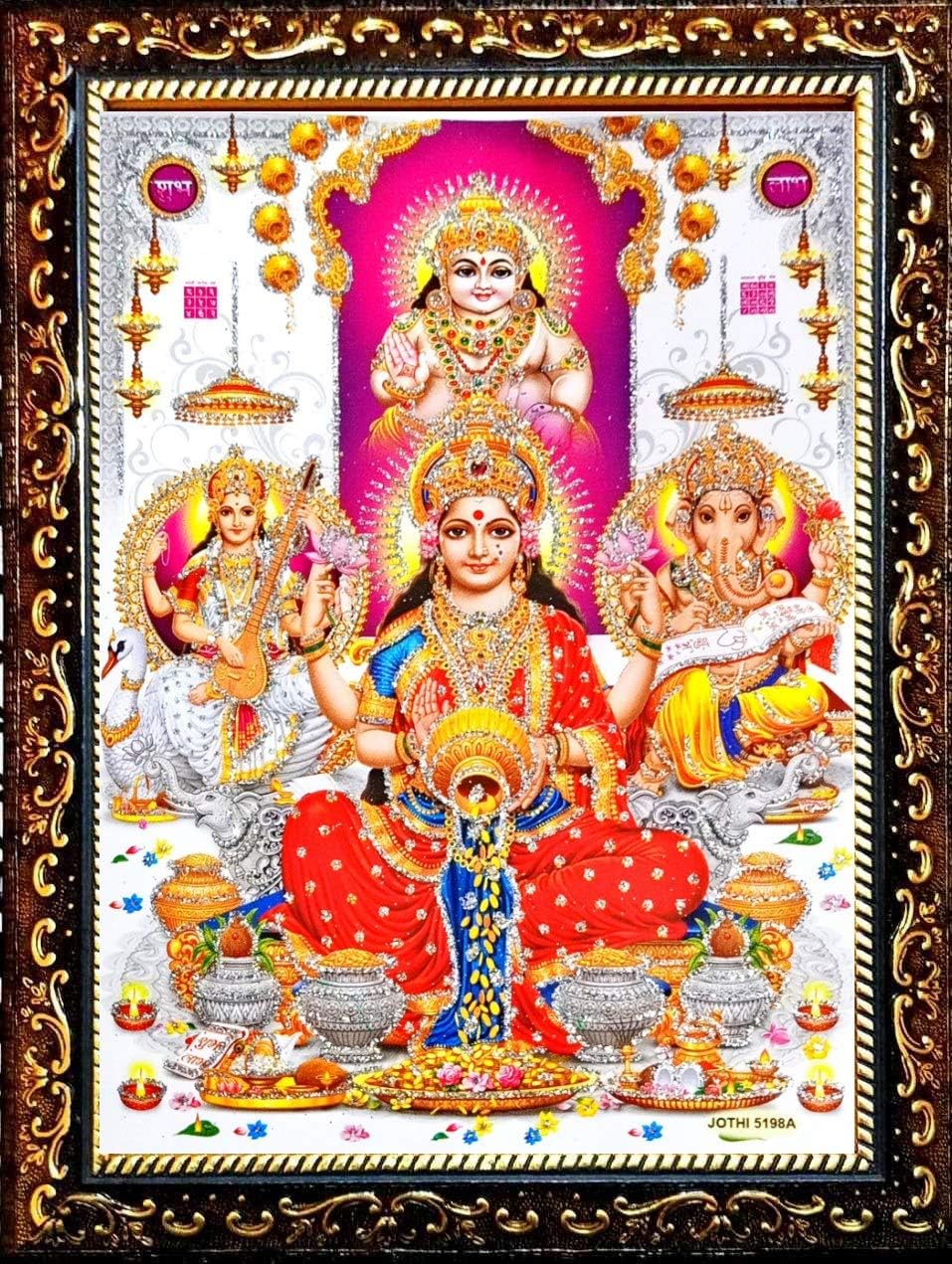 Suninow Digital Art Photo of laxmi Ganesh Saraswati with kuber ji Photo ...