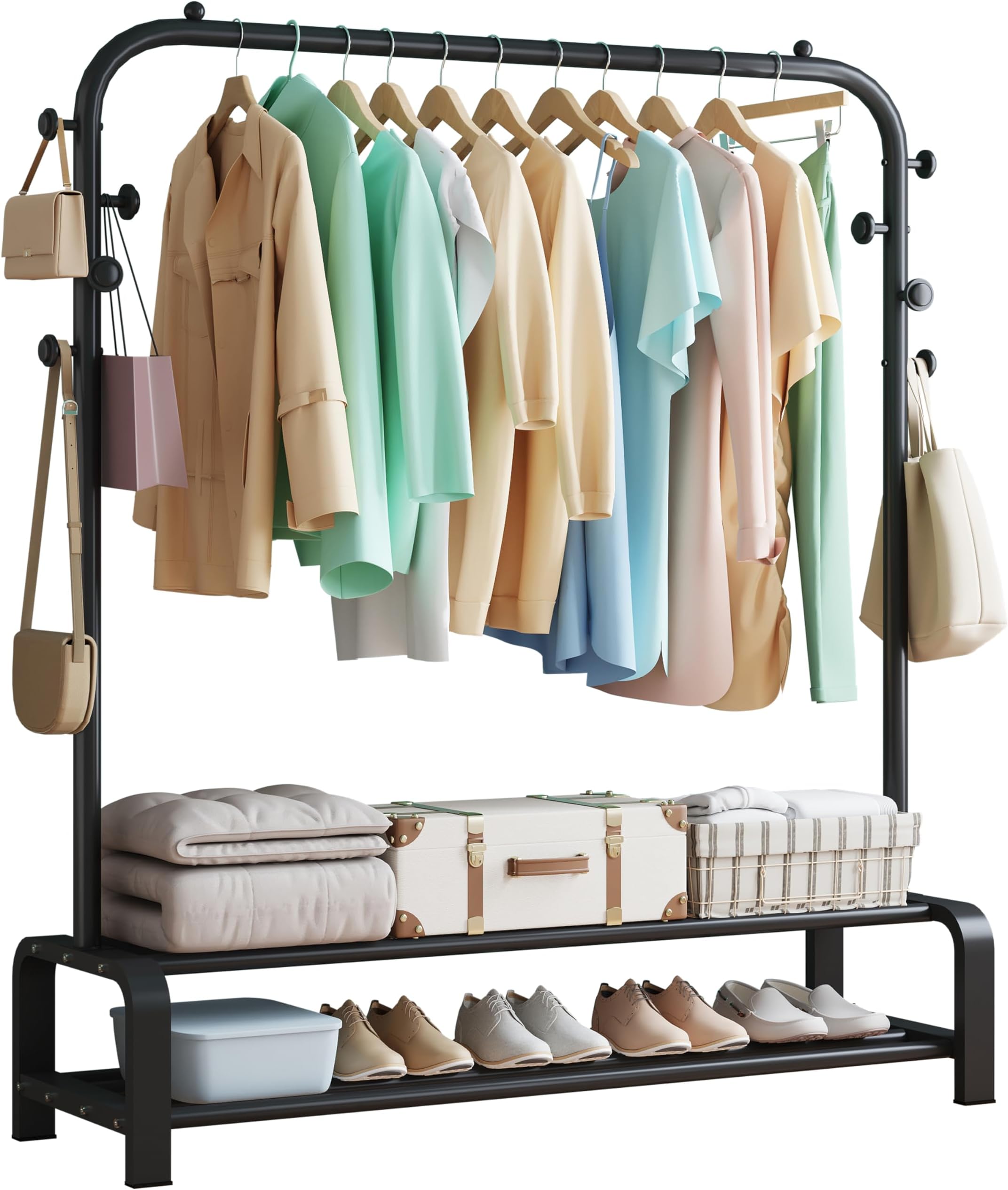 SMILOVII Metal Coat Stand Rack, Heavy Duty Clothes Rail for Bedroom ...