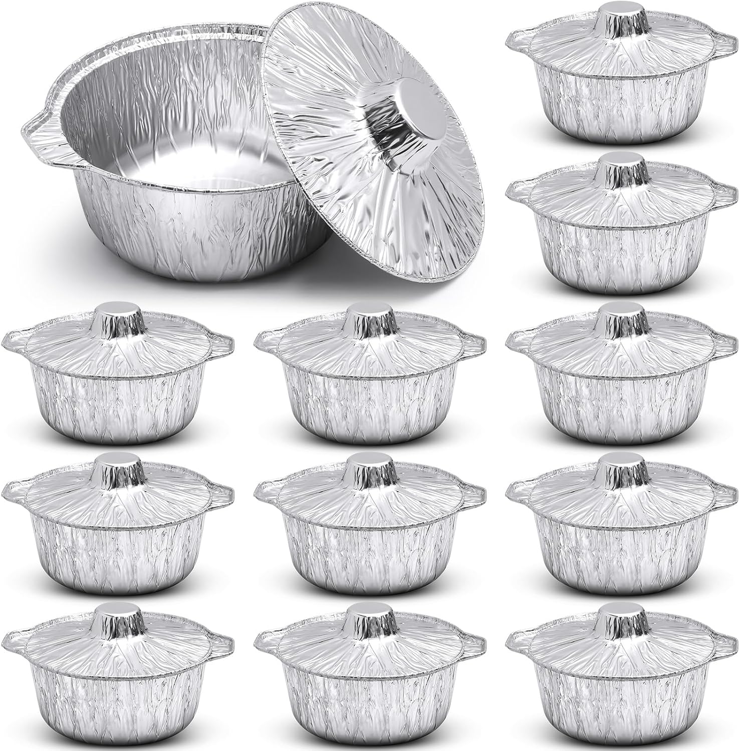 Amazon.com: Ziliny 12 Pcs Disposable Aluminum Pot with Lid Round Foil ...