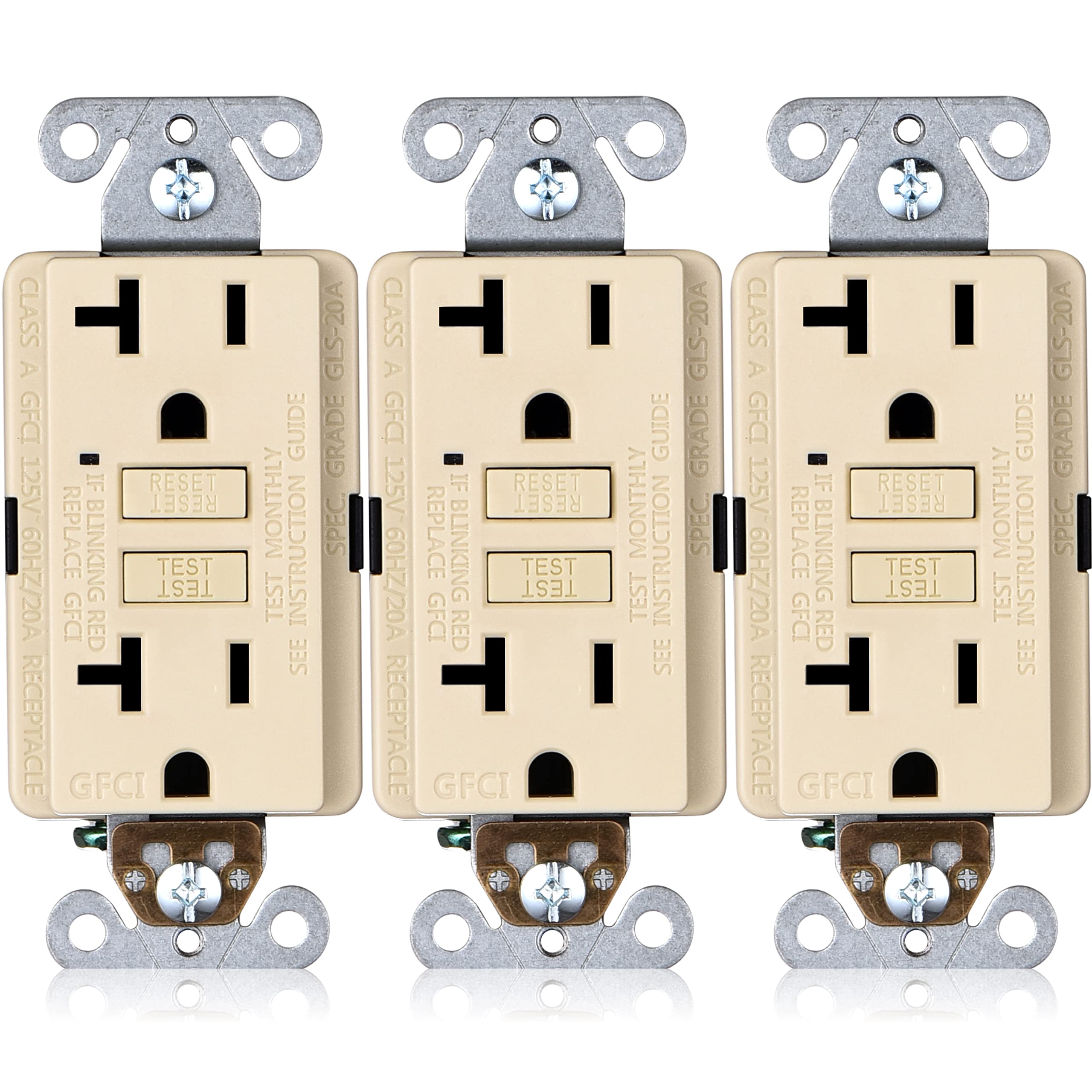 Snapklik.com : Faith 3-Pack 20A GFCI Outlets, Non-Tamper-Resistant GFI ...