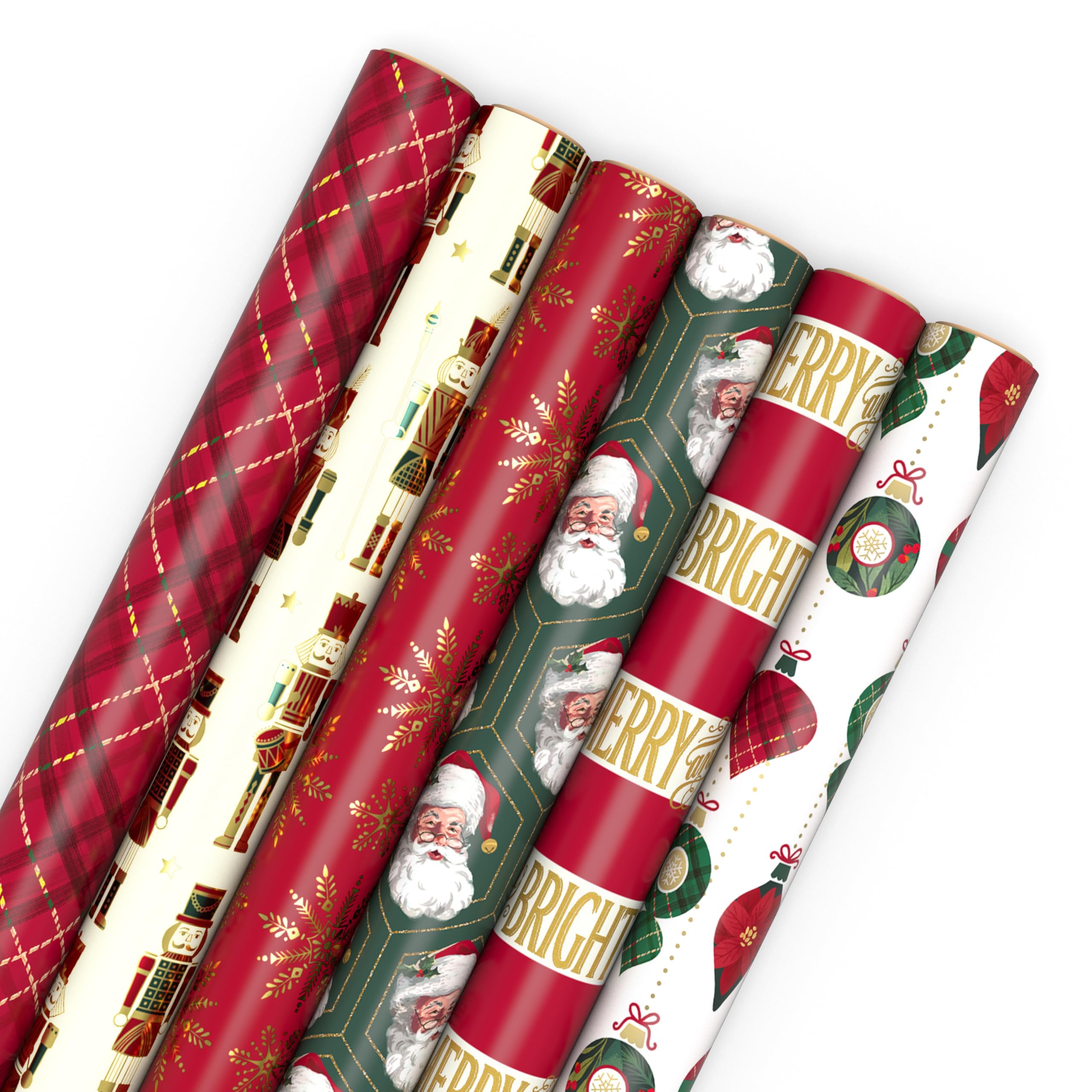 Amazon.com: Hallmark Christmas Wrapping Paper Rolls with Cutlines on ...