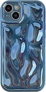 Amazon.com: Caseative for iPhone 15 Plus Case,Water Ripple Wave Meteorite Bubble Chrome Plating ...