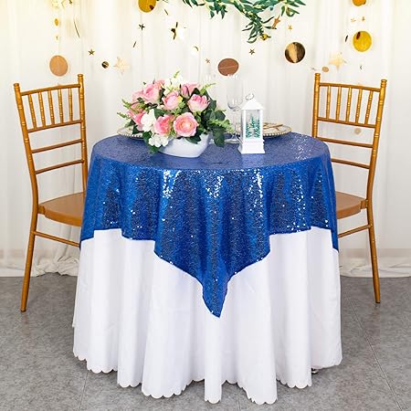 Amazon.com: ShinyBeauty Sequin Tablecloth-Royal Blue Sequin Table ...