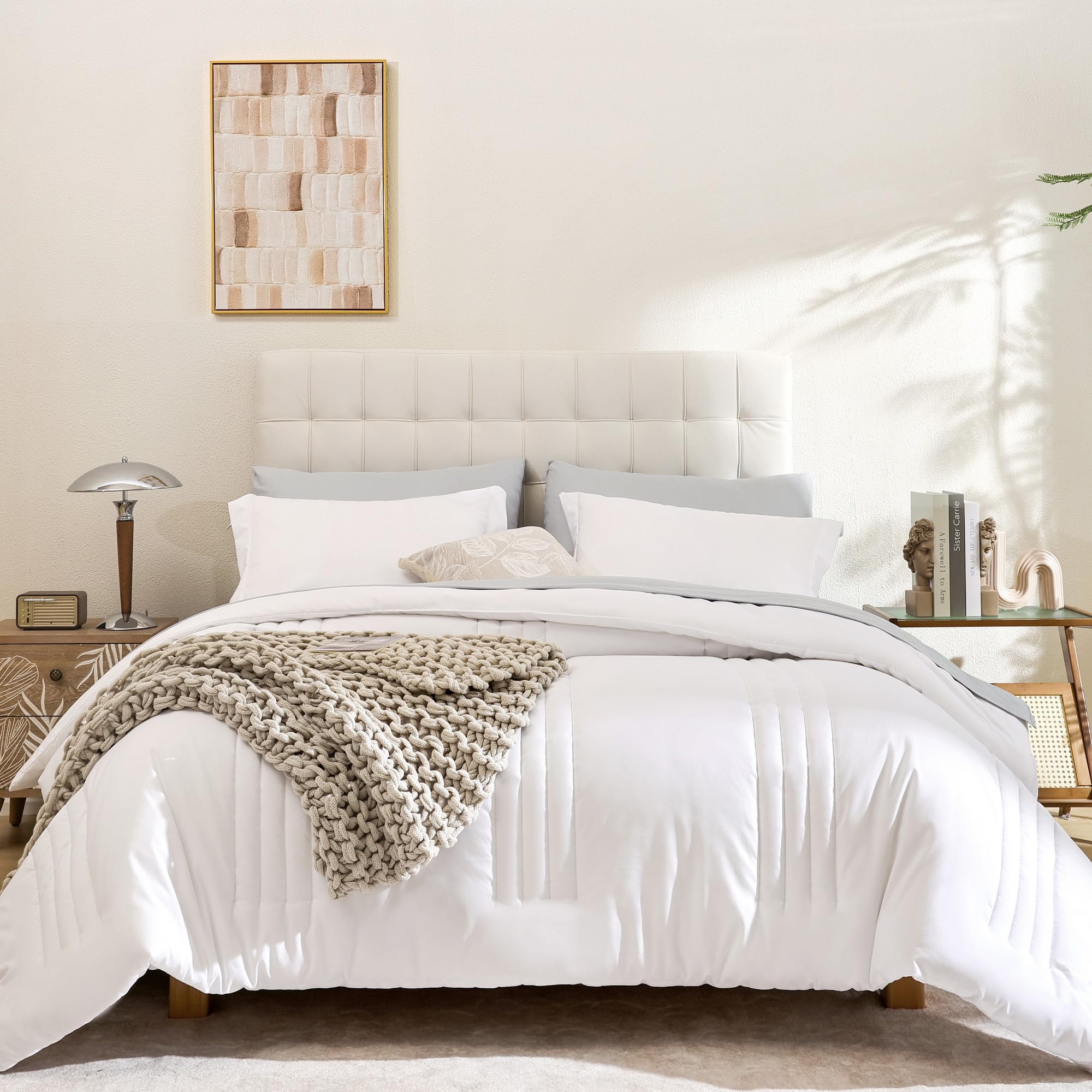 Amazon.com: Smoofy Full Size Comforter Set 7 Pieces, White Comforter ...
