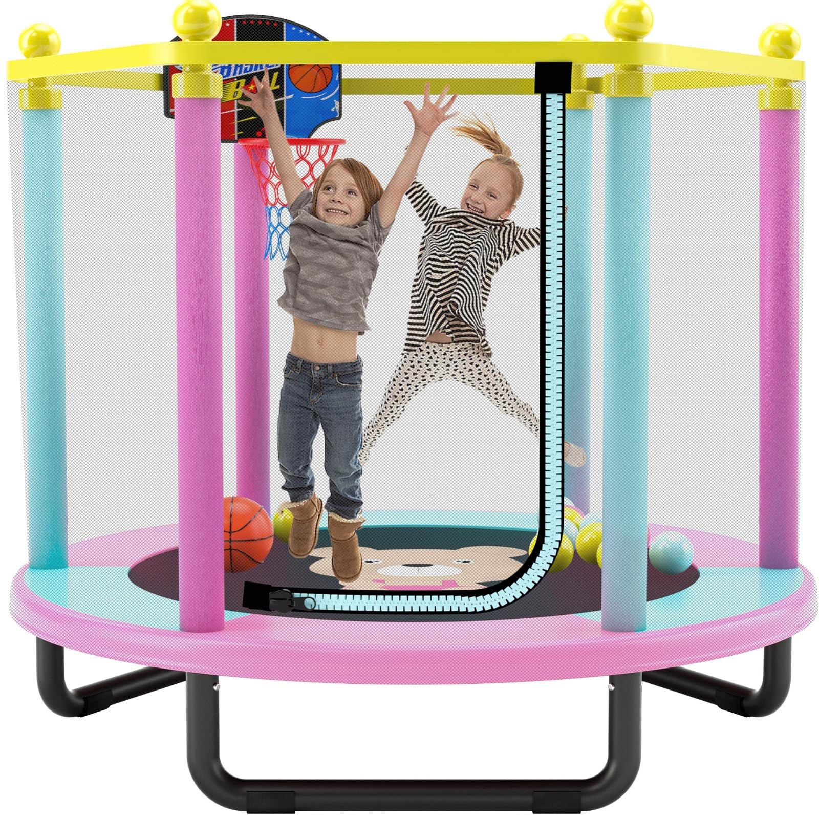 LPIW Trampoline for Kids, 5FT Toddler Trampoline with Safety Enclosure ...