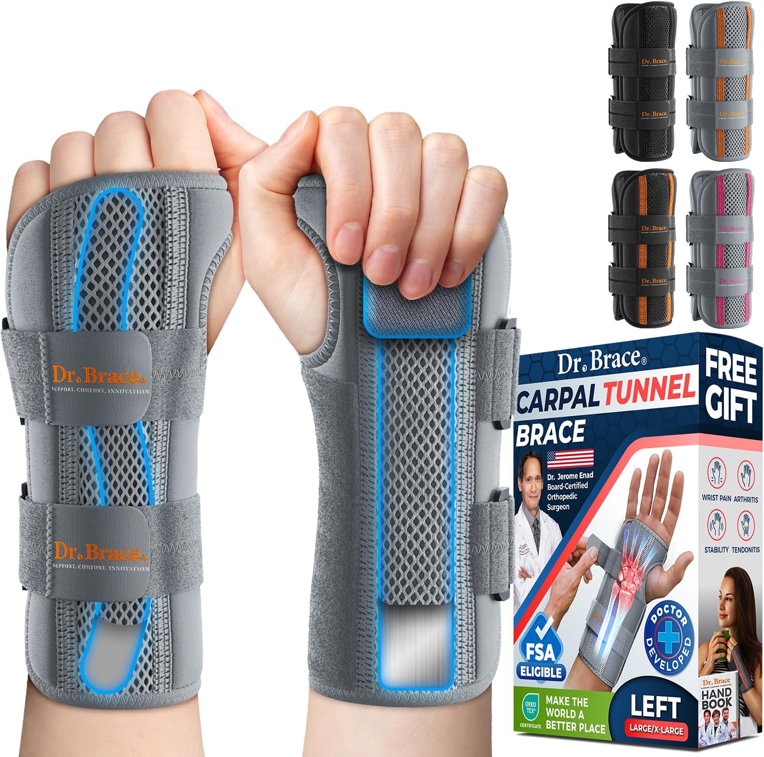 Amazon.com: DR. BRACE Muñequera ajustable para túnel carpiano ...