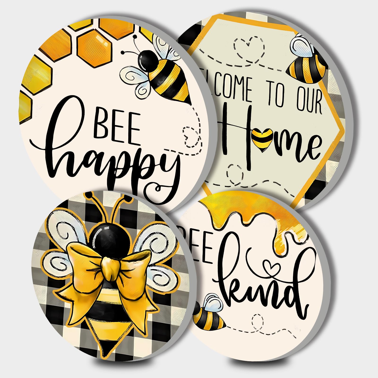 Amazon.com: Summer White Buffalo Plaid Honey Bee Stove Burner Covers ...