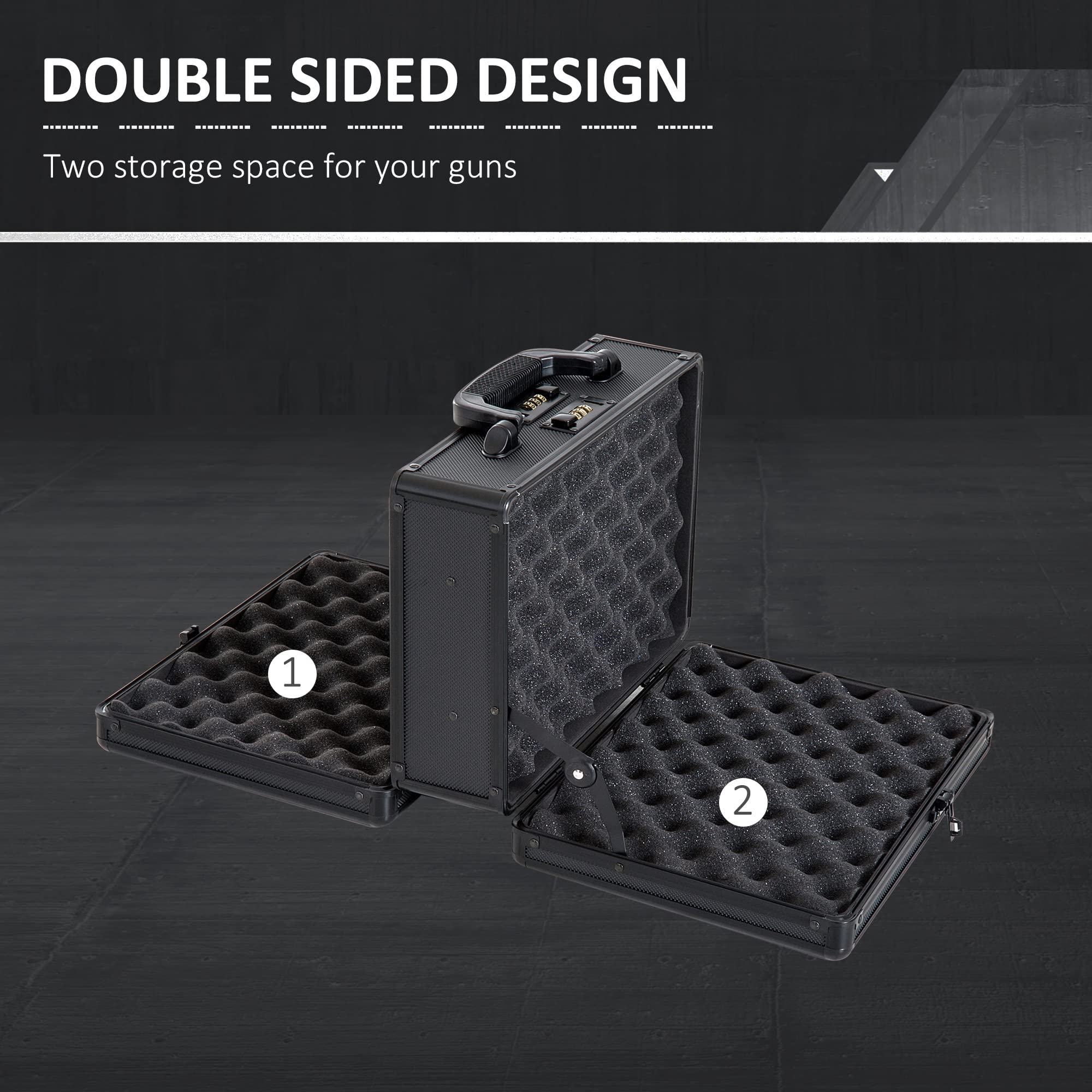 Gun Case Double Sided Pistol Case - Combination Lock Security Box With ...