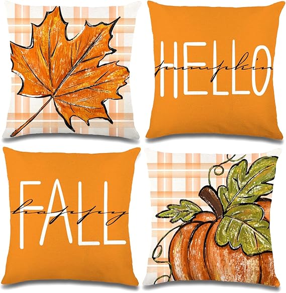 Amazon.com: YUJUN 4 PCS Fall Pillow Covers Decoration,20x20in Buffalo ...