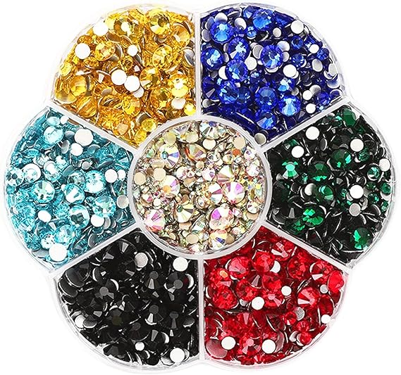 JAONLD 2500 Pcs Hotfix Strass Hot Fix Perles à Strass 7 Couleurs 1,5~4 ...