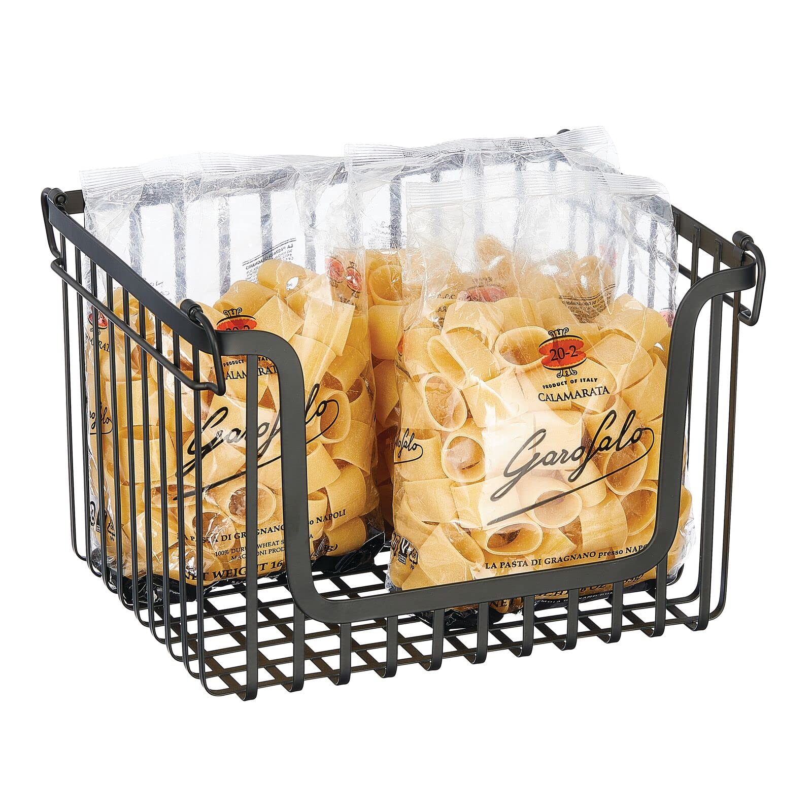 mDesign Large Stacking Wire Baskets Food Organizer Storage Metal Basket ...