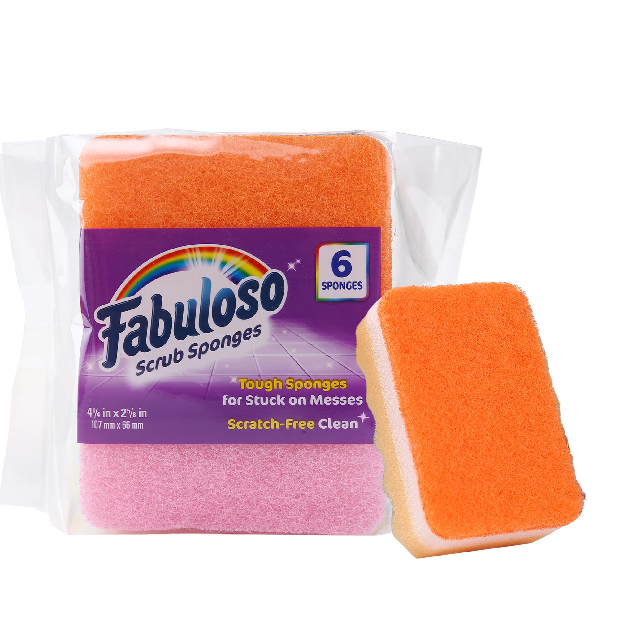Amazon.com: Fabuloso Sponges Rainbow 6 CT | Assorted Color Scratch-Free ...