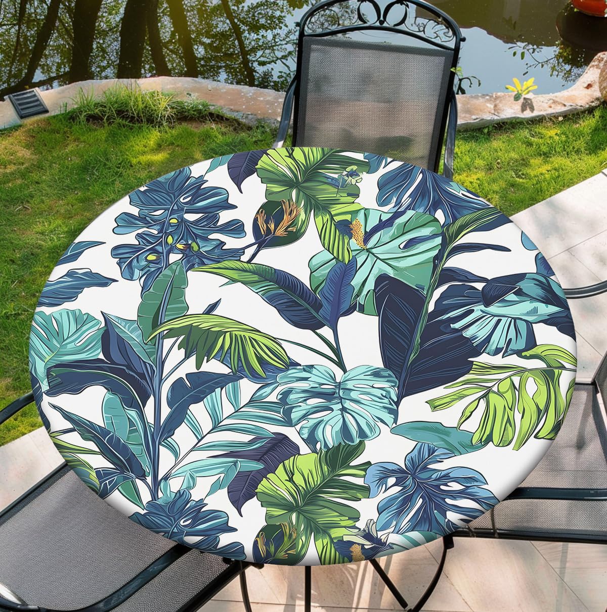 Amazon.com: Yesad Elastic Fitted Edged Round Tablecloth, Washable Table ...