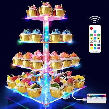Amazon.com: Homly Rechargeable Multi-Color LED Light Cupcake Stand with ...