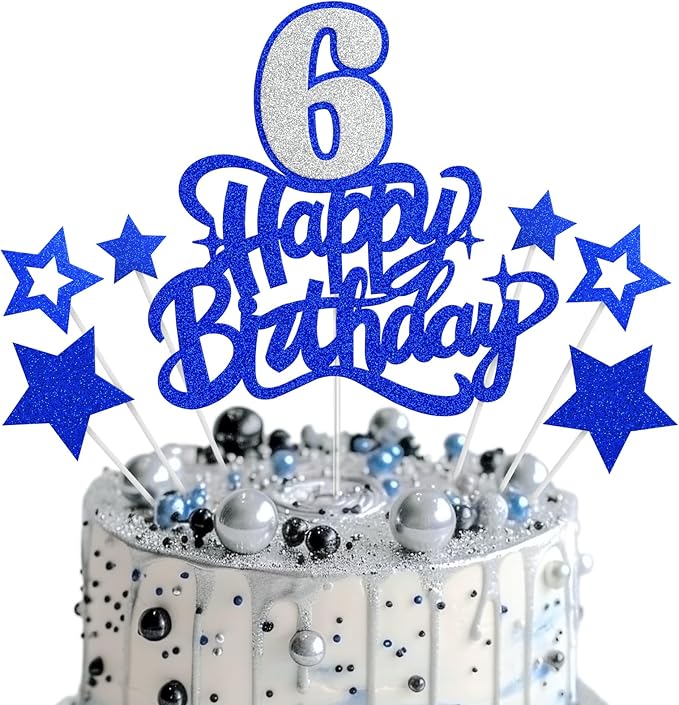 Amazon.com: Happy 6th Birthday Cake Topper, 6th Birthday Party ...
