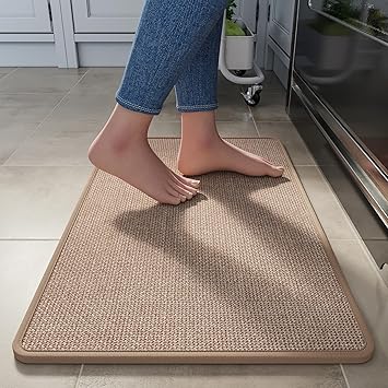 Amazon.com: YDKGL Kitchen Rugs Mat Non Slip Washable, Linen-Look 0.3 ...