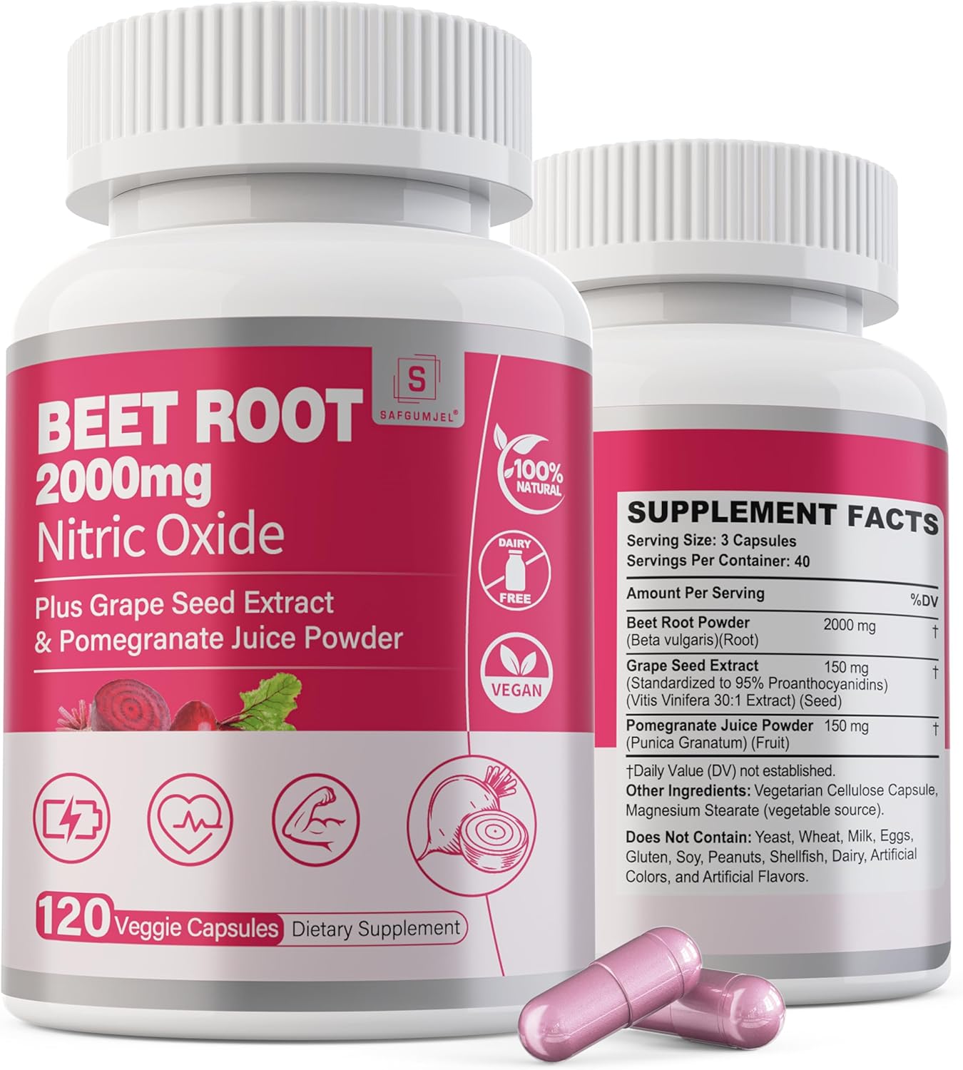Amazon.com: Beet Root Capsules 2000mg Nitric Oxide Supplements w/ Grape ...