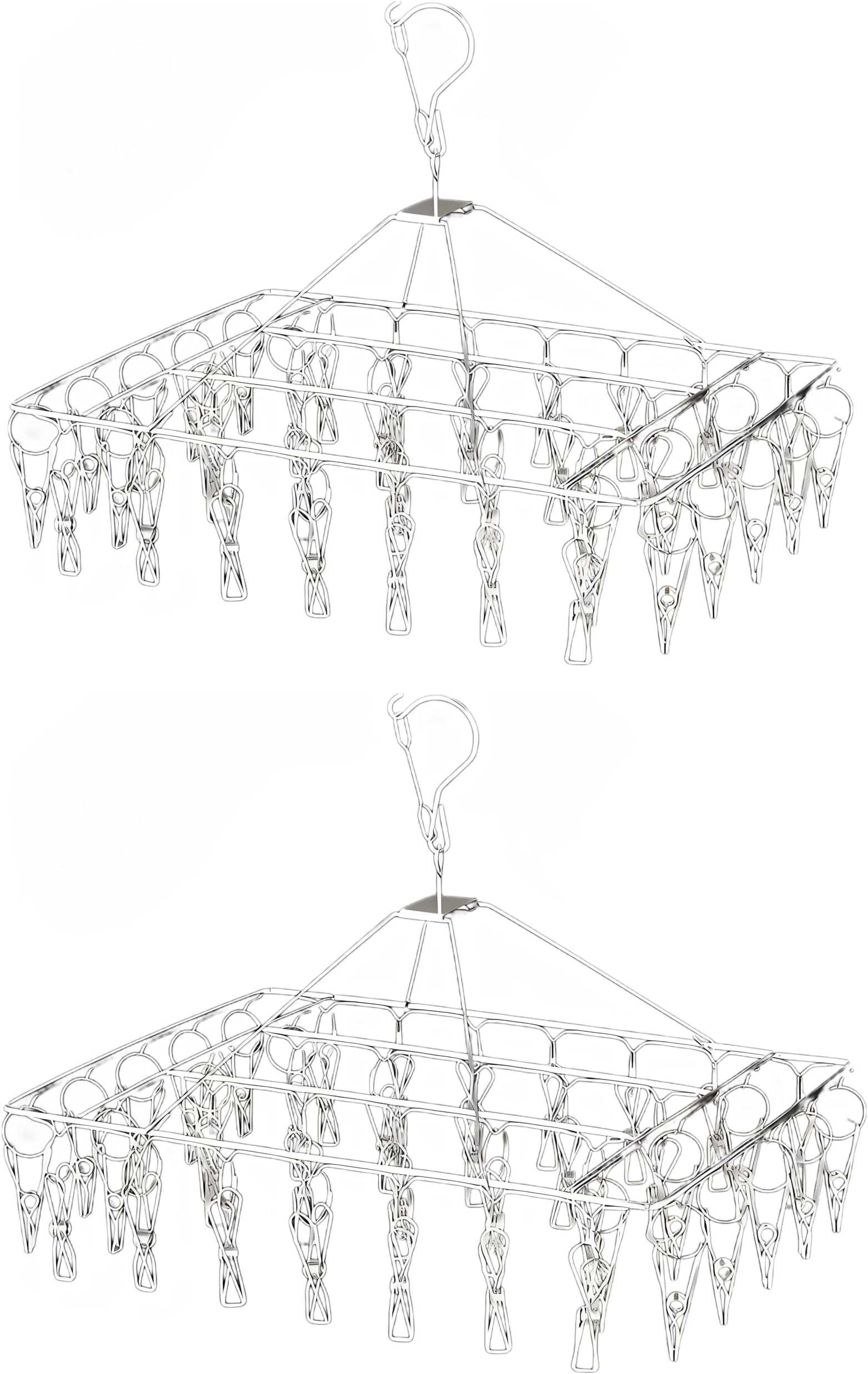 Amazon.com: Stainless Steel Sock Drying Rack with 36 Clips, Swivel Hook ...