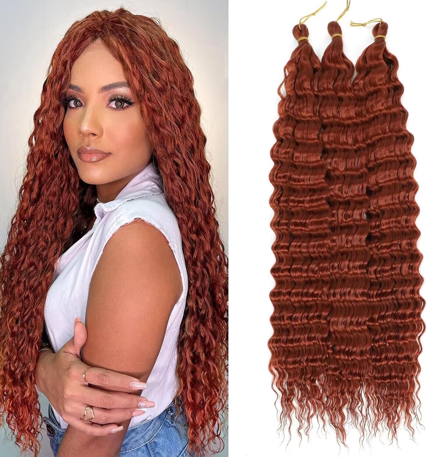 Amazon.com : Ocean Wave Braiding Hair 3 Packs 24 Inch Deep Wave Wavy ...