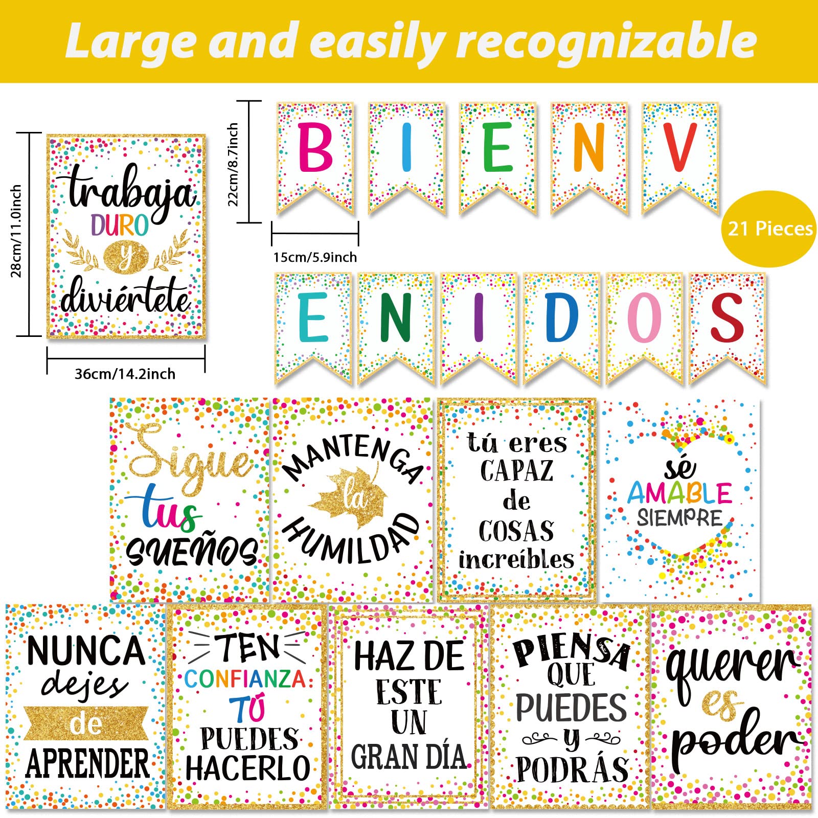 Snapklik.com : 21 Pieces Bienvenidos Inspirational Spanish Posters ...