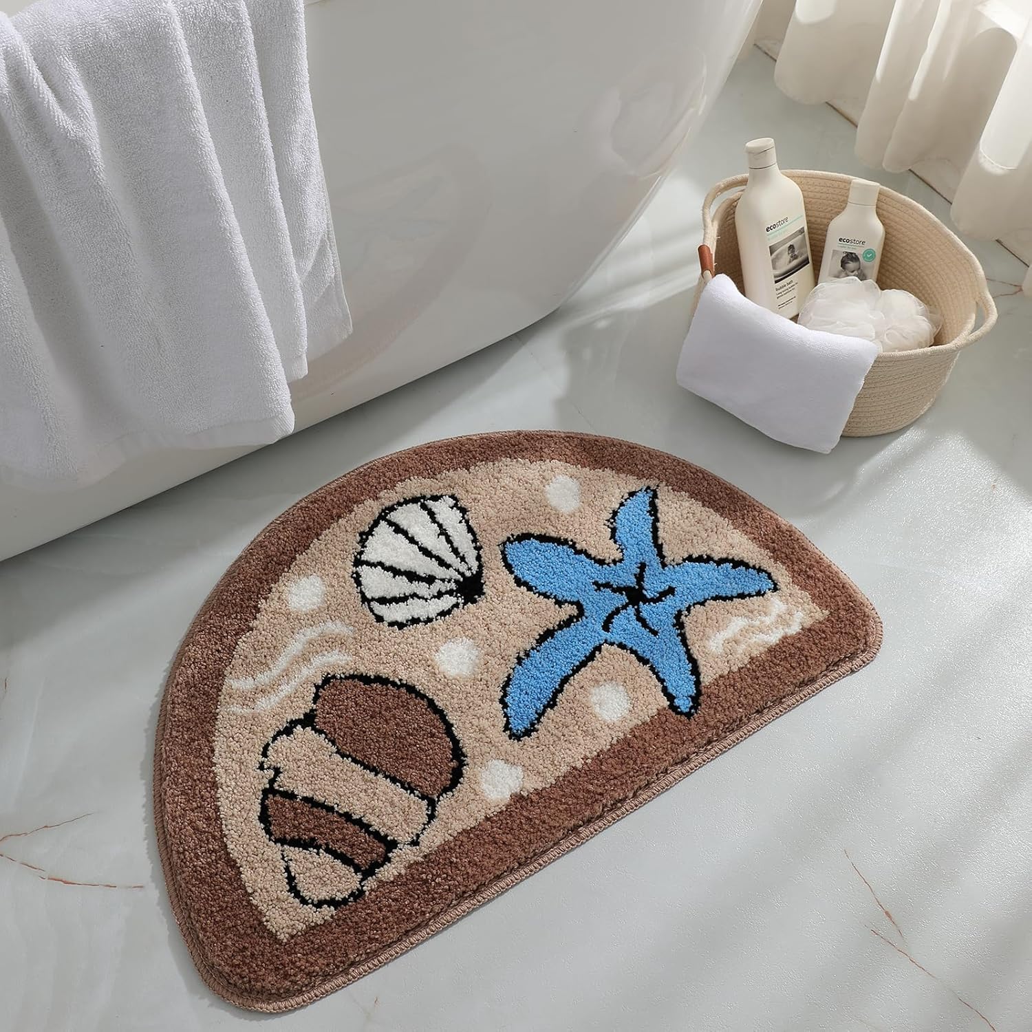Amazon.com: FANC GUY Seashell Starfish Shaped Bathroom Rugs and Mat ...