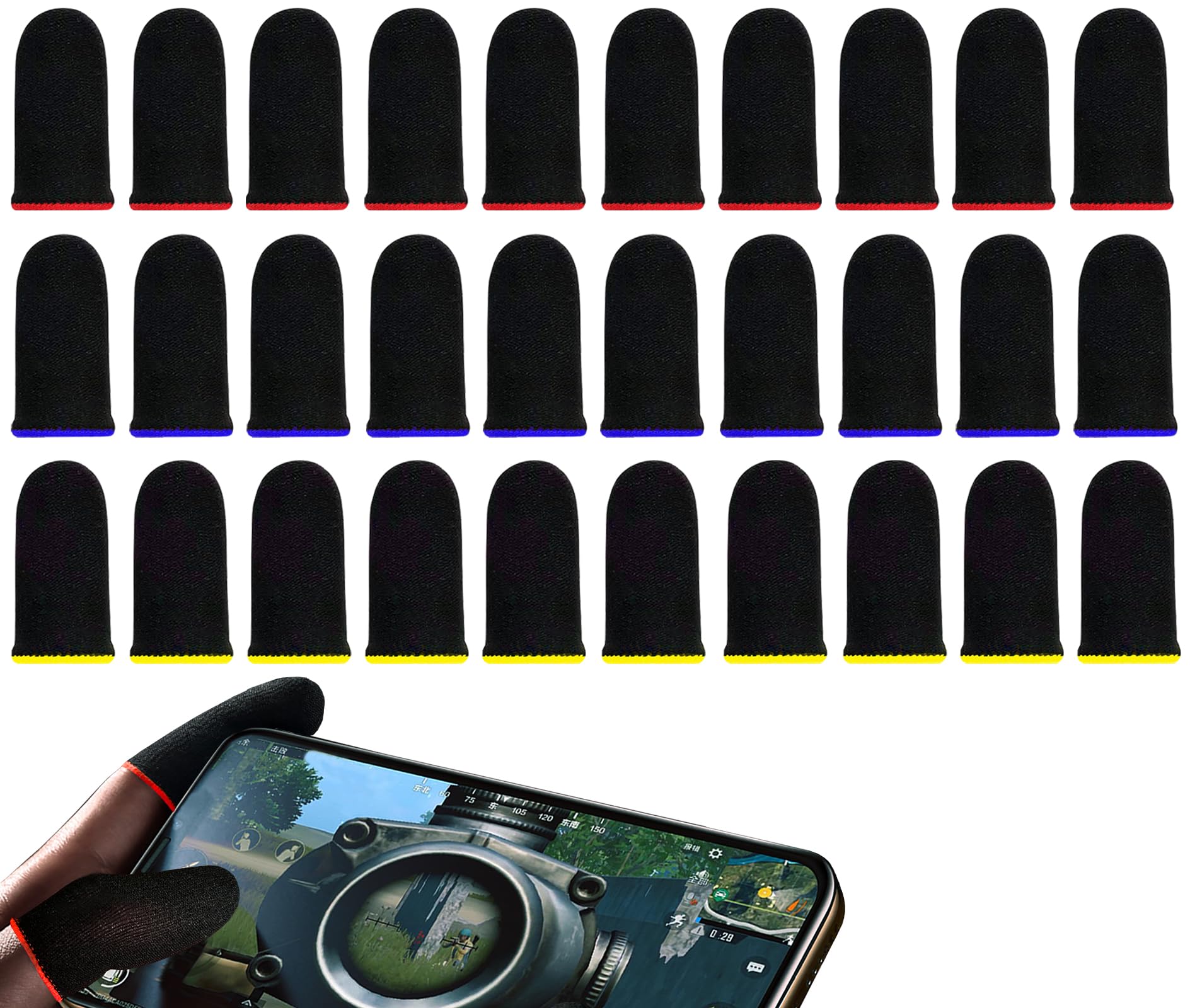 Amazon.com: 30 Pack Mobile Phone Gaming Finger Sleeves, Nuozme Finger ...