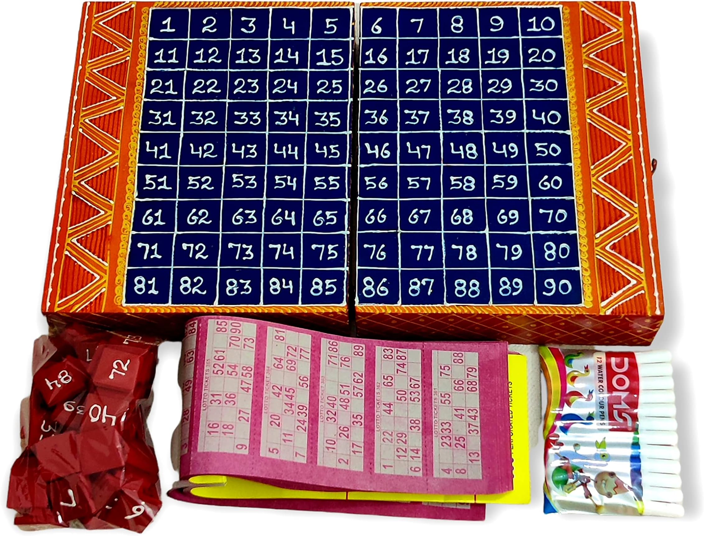 Buy Royal Indian Art- Classic Handcrafted Wooden Tambola Board Game ...