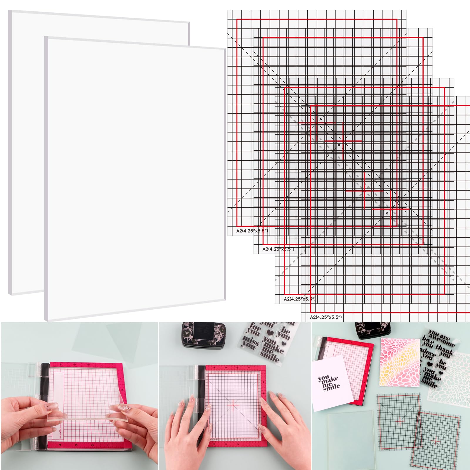 2PCS 4.75x6" Photopolymer Grip Mat with 4PCS Printed Guides for ...